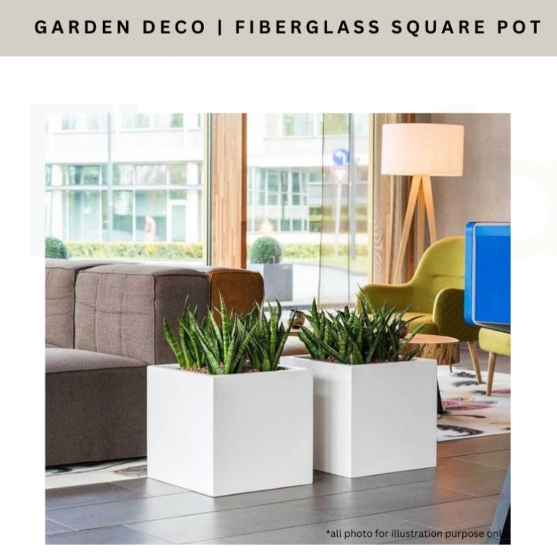 Fiberglass Square Pot Pasu Bulat Fiber Flower Pot Pasu Bunga Garden ...