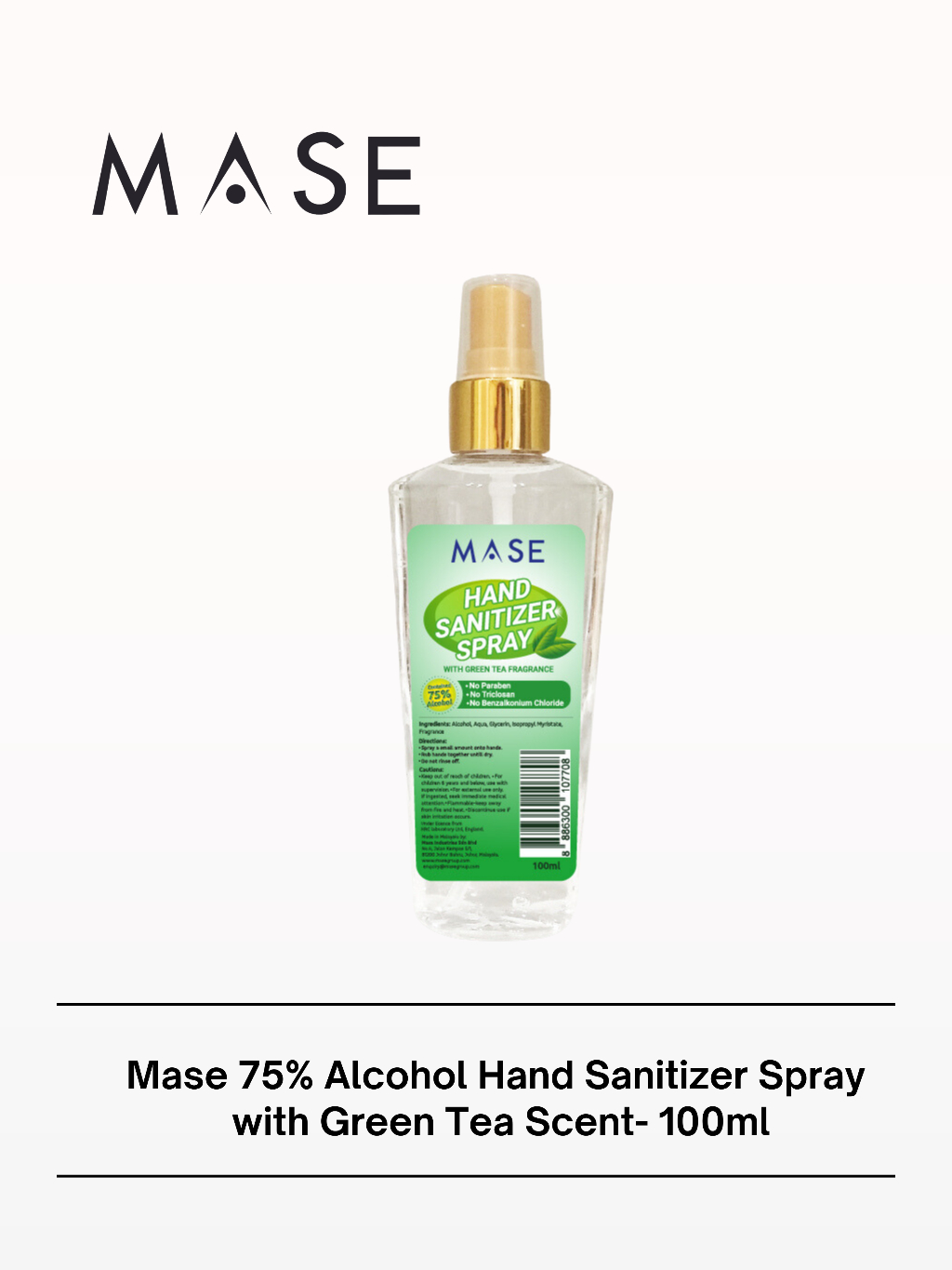 Clearance Mase 75% Hand Sanitizer Spray with Green Tea Scent Special ...