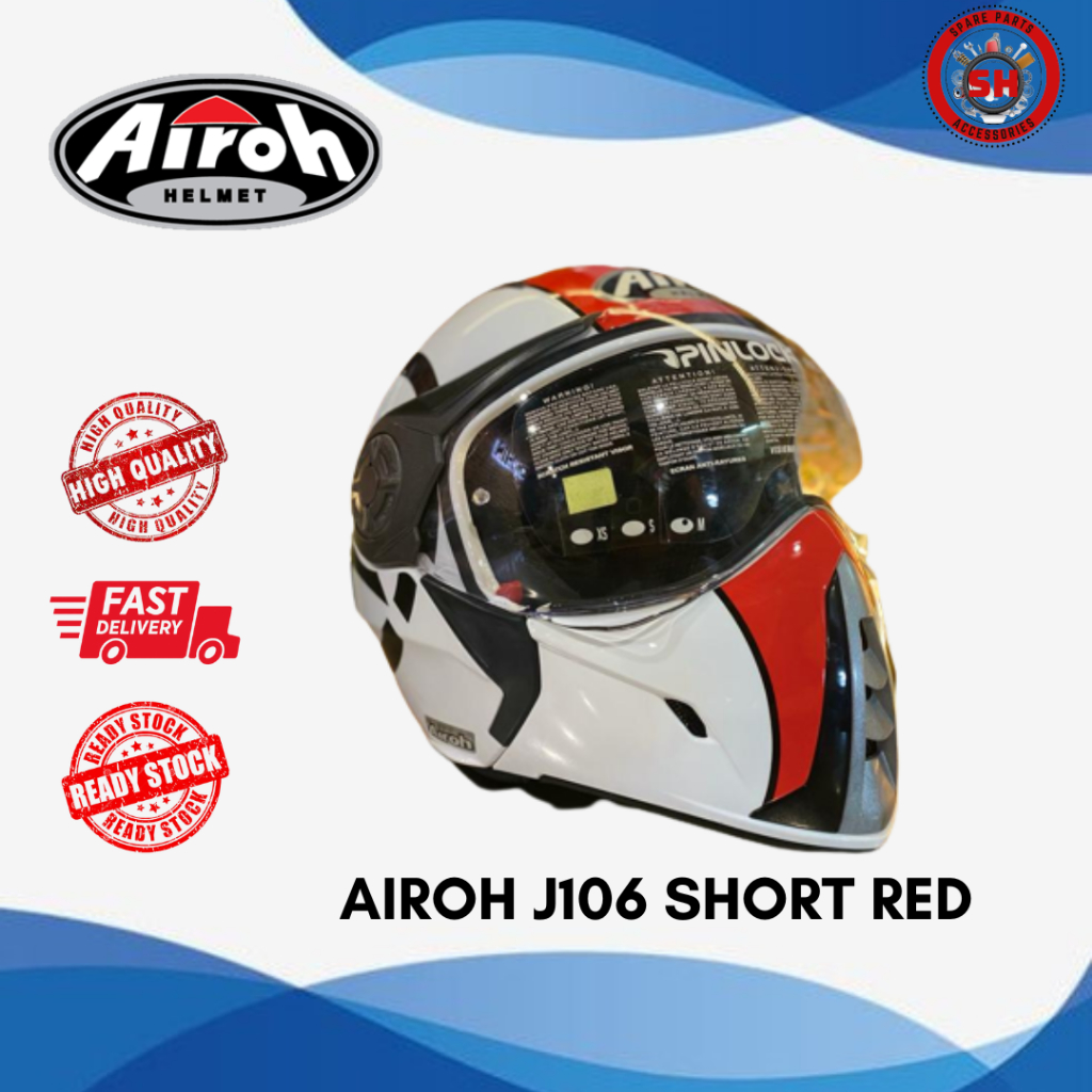 Helmet Airoh J106 Shot Red (Ready Stock) J106 Airoh Helmet | Shopee Malaysia