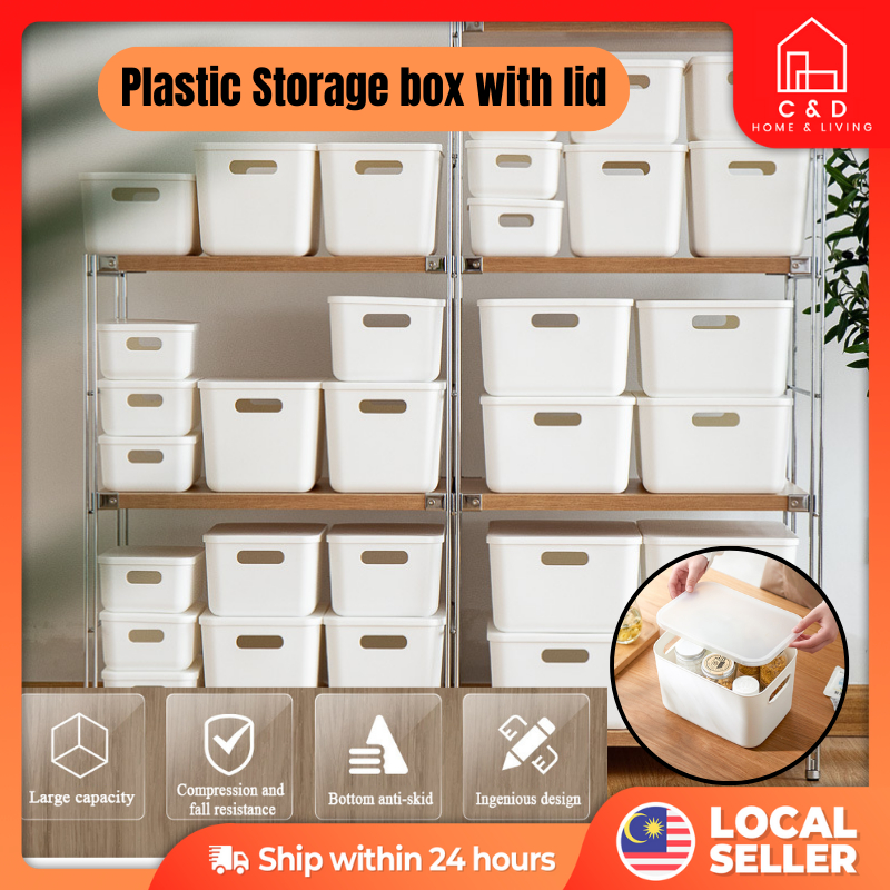White Storage Box Organizer Basket with Lid Muji Storage Organizer ...