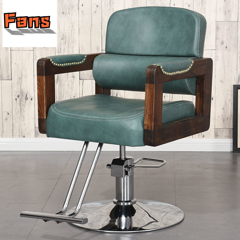 Barber Chair Adjustable Hair Salon Chair With Foot Pedal Solid Wood ...