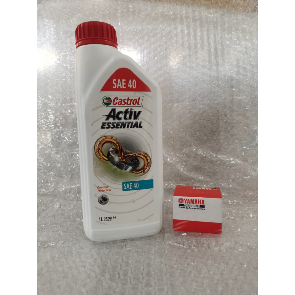 CASTROL 4T ACTIVE ESSENTIAL SAE 40 API SF 1LITER + OIL FILTER YAMAHA ...
