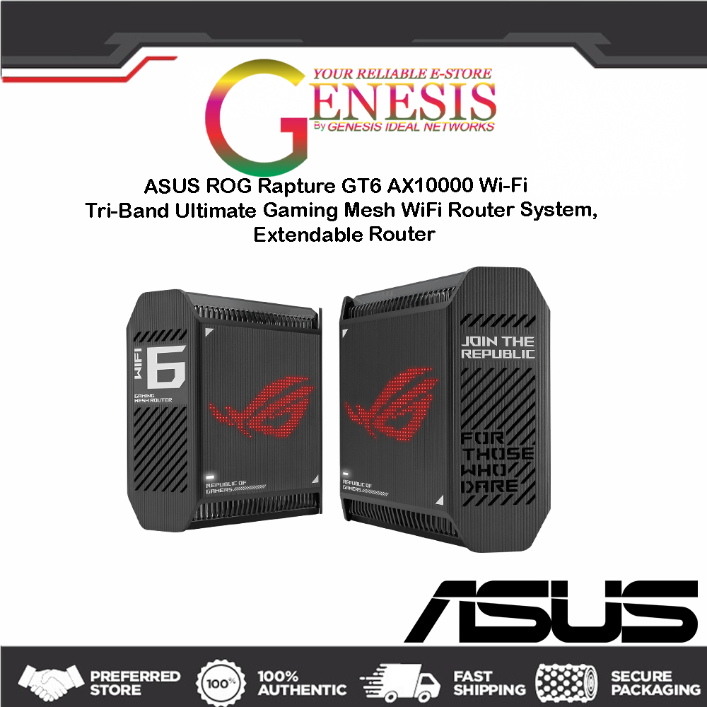 ASUS ROG Rapture GT6 AX10000 Wi-Fi 6 Tri-Band Ultimate Gaming Mesh WiFi ...