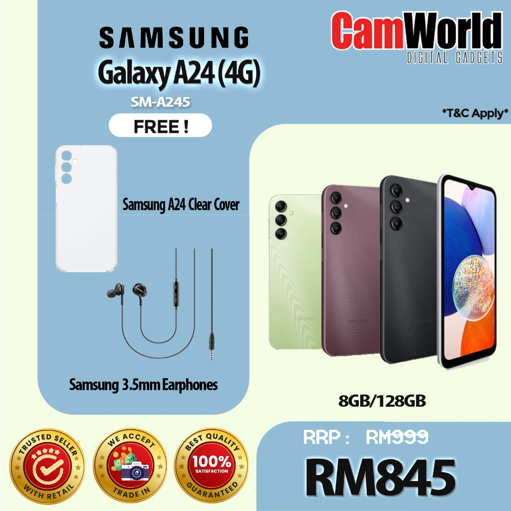 Samsung Galaxy A24 LTE ( SM-A245 ) ( 8GB + 128GB ) With Cover & 3.5mm ...