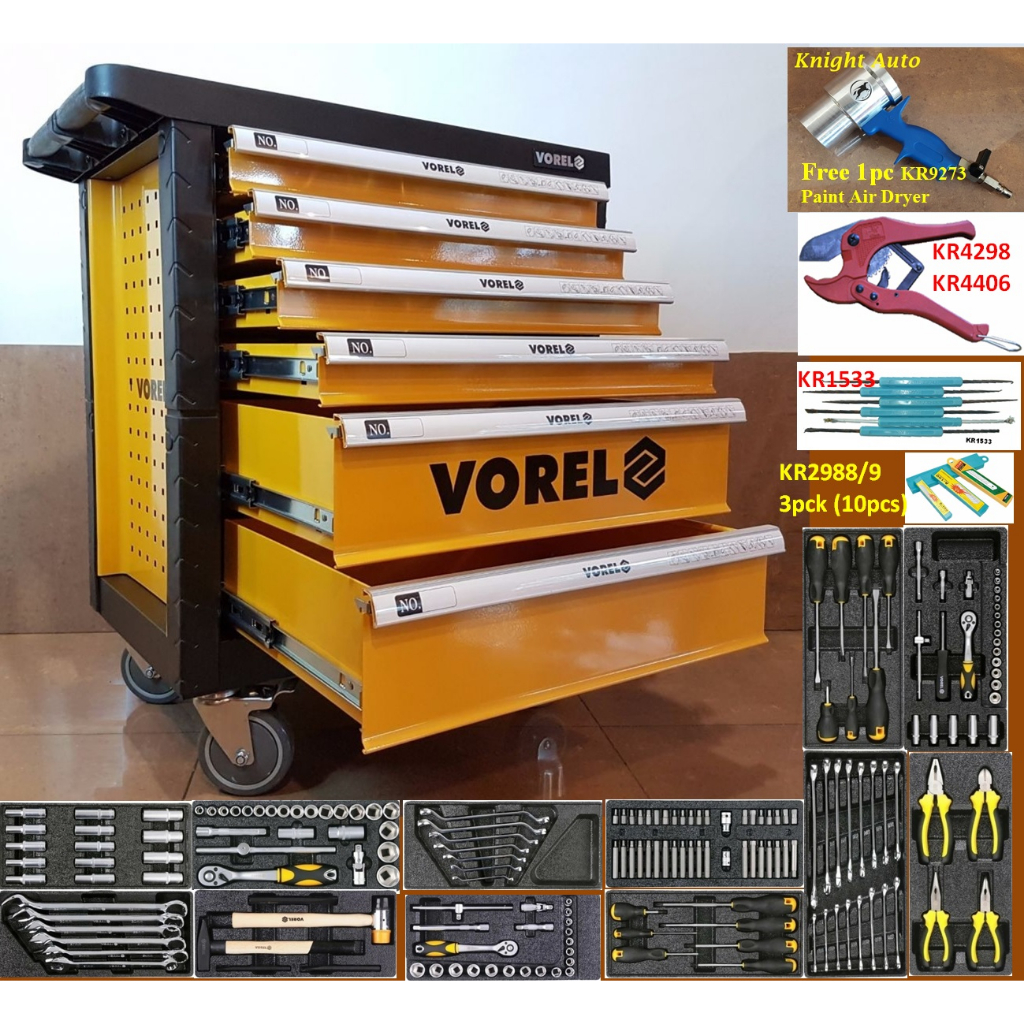 Free- Vorel YT-58540 (Tools) 6 Drawer Tool Cart With Tools 177 ID33192 ...