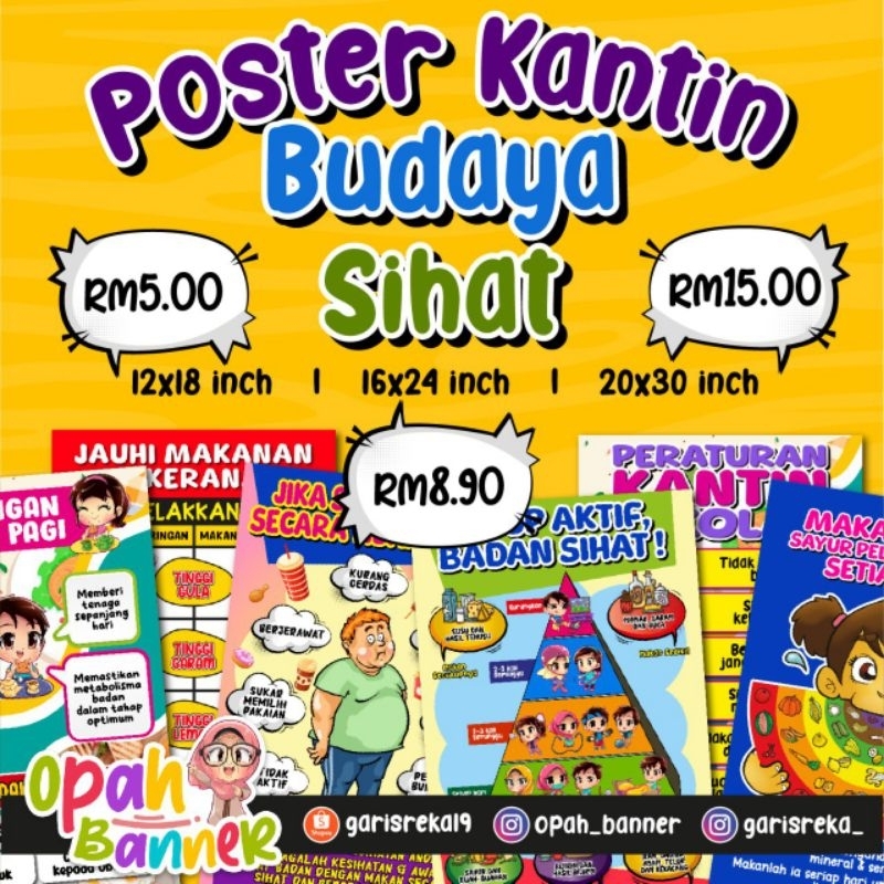 POSTER BUDAYA SIHAT. KANTIN SEKOLAH. POSTER KECERIAAN KANTIN. PIRAMID ...