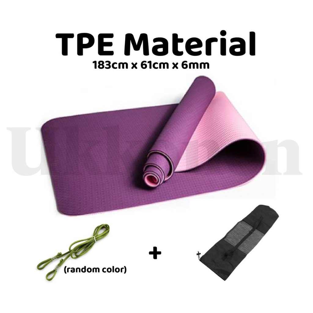TPE Yoga Mat Anti-Slip Fitness Exercise Mat 183CM x 61CM x 6MM | Shopee ...
