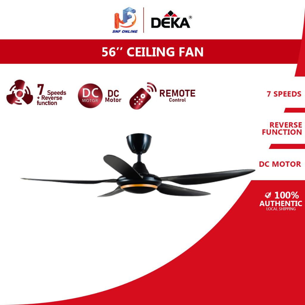 Deka 5 Blade DC Motor Ceiling Fan 56” with Remote Control DC2-311 ...