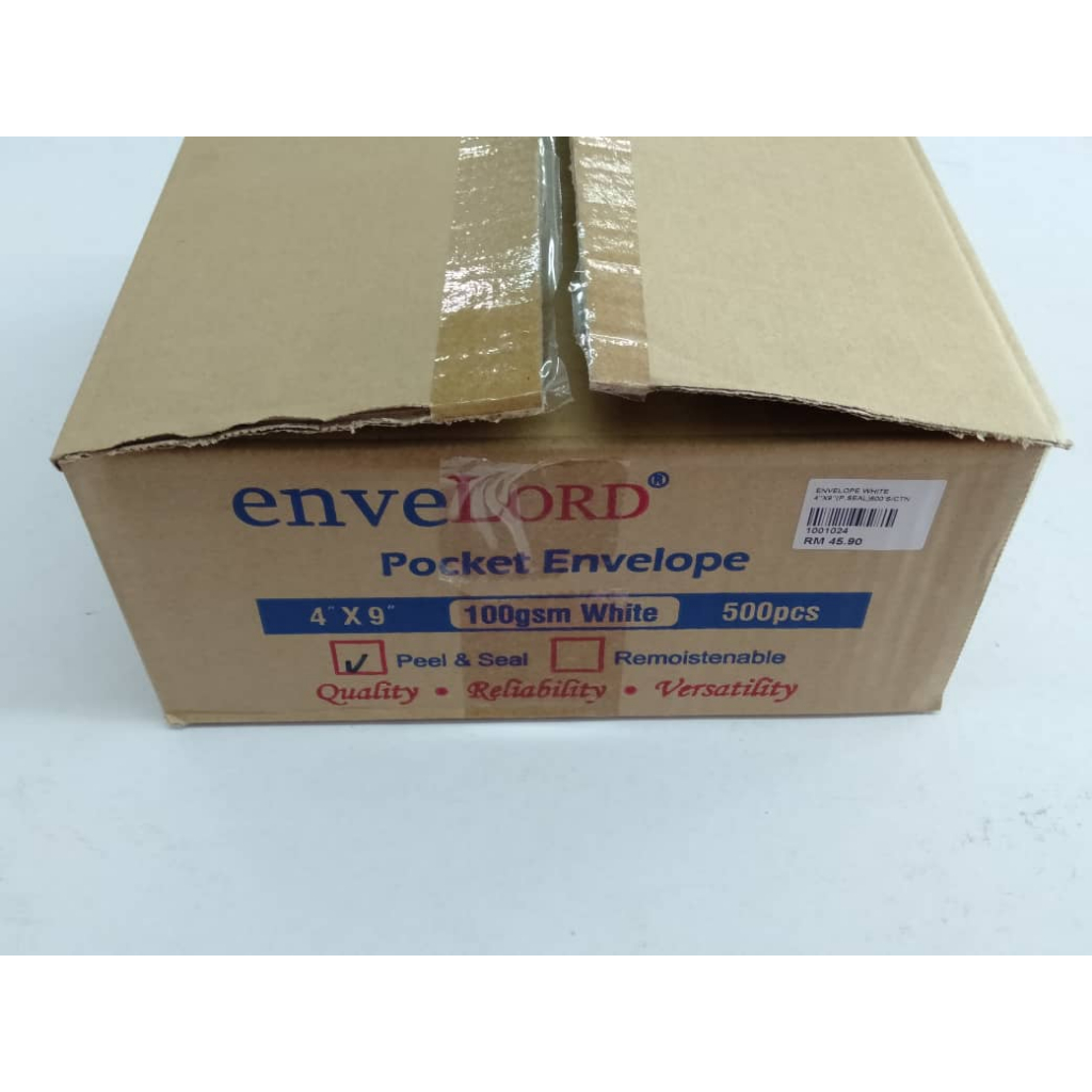 Envelord 100Gsm White Pocket Envelope 4 X 9 500pcs/Box (P&S) | Shopee ...