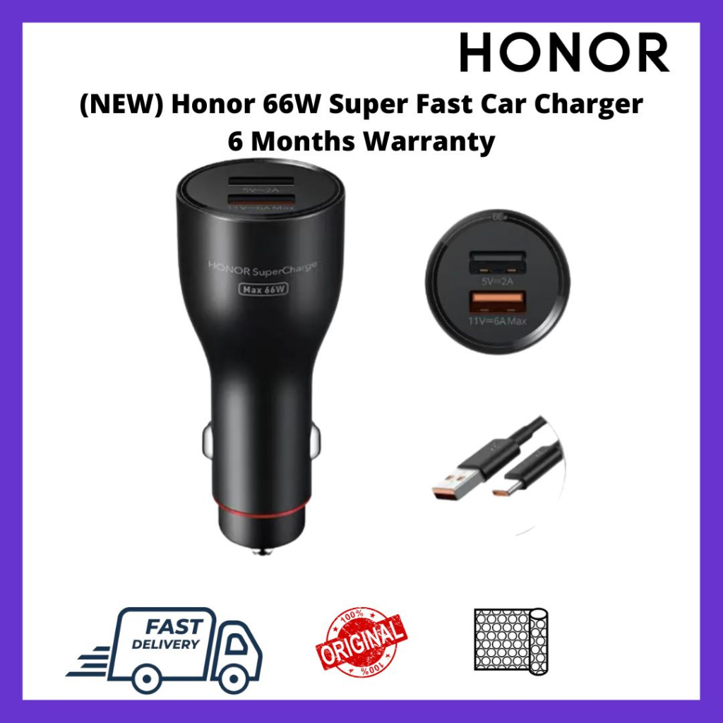 Original Honor SuperCharge Car Charger (Max 66 W) with Type-C Cable 6 ...