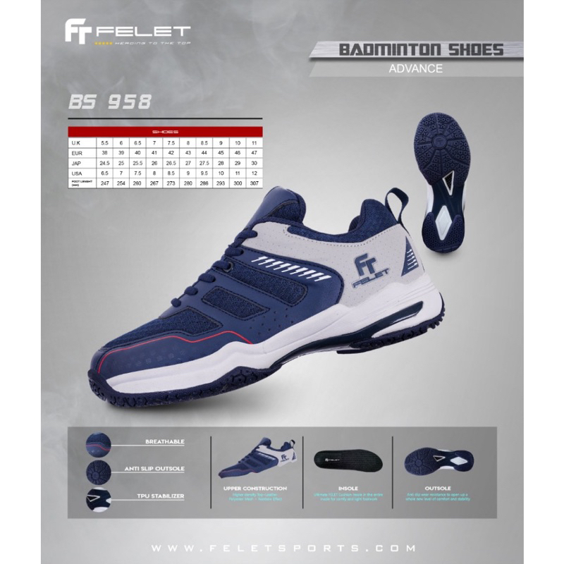 FELET BS 955/956/958 Badminton Shoes | Shopee Malaysia
