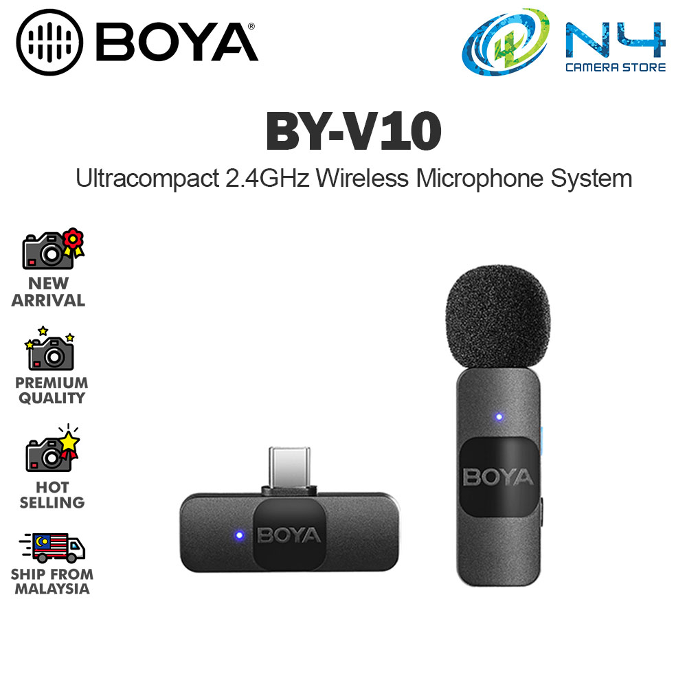 BOYA BY-V1 BY-V10 Wireless Lavalier Microphone with Noise Cancellation Lapel Mic Clip-on for ...