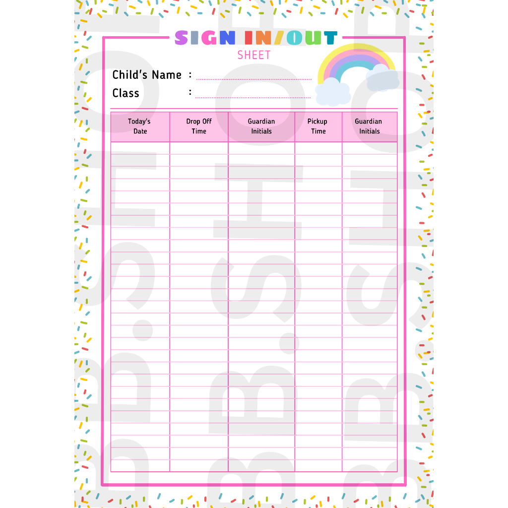TEMPLATE Sign In / Sign Out Sheet Daycare Sign In Sheet, Minimalist ...