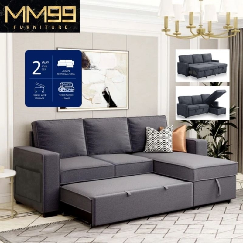 MM99-3 Seater Sofa Set L Shape Sofa Multifunctional Sofa Bed Storage ...