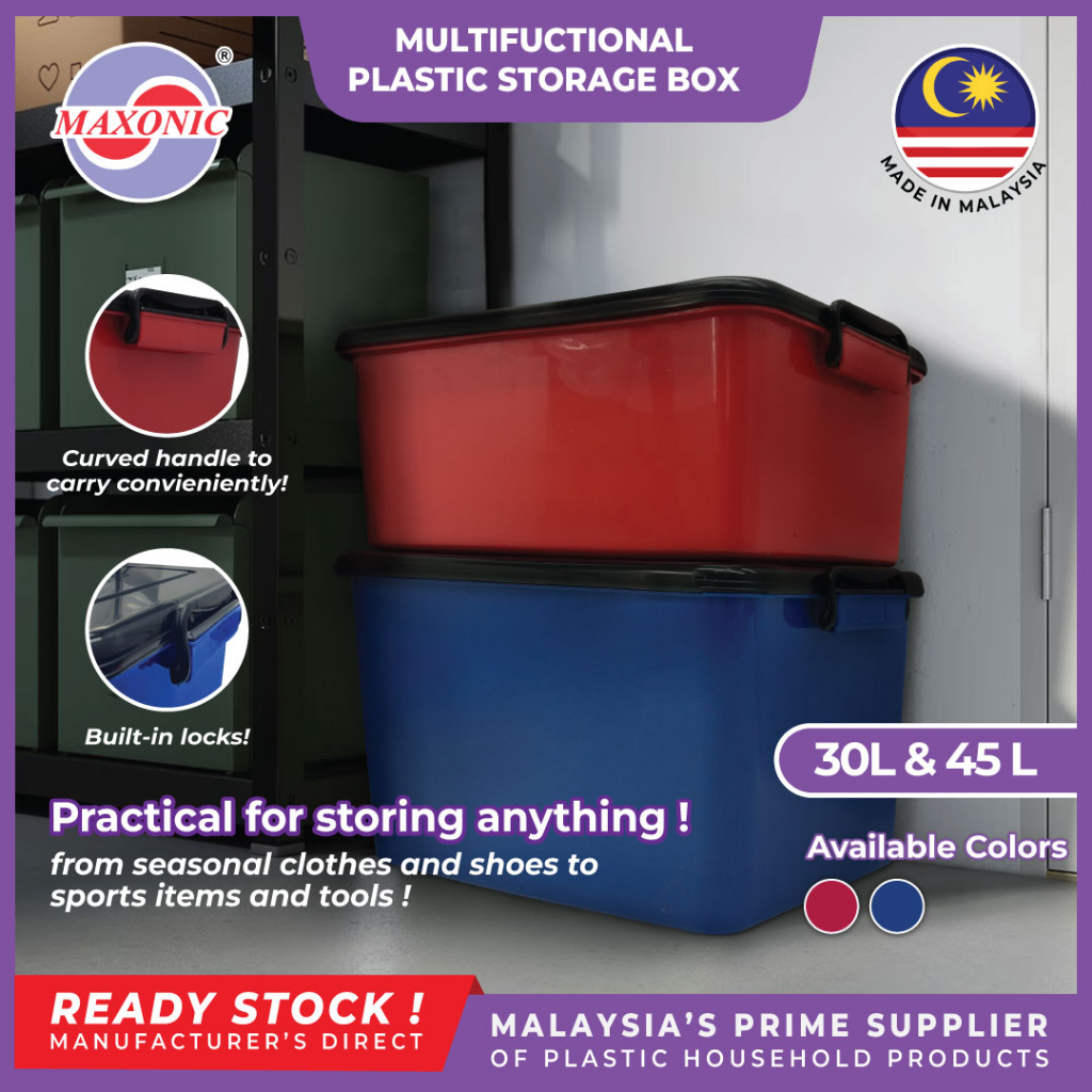 MAXONIC 45L PLASTIC STORAGE BOX | KOTAK SIMPANAN PLASTIK | STORAGE ...
