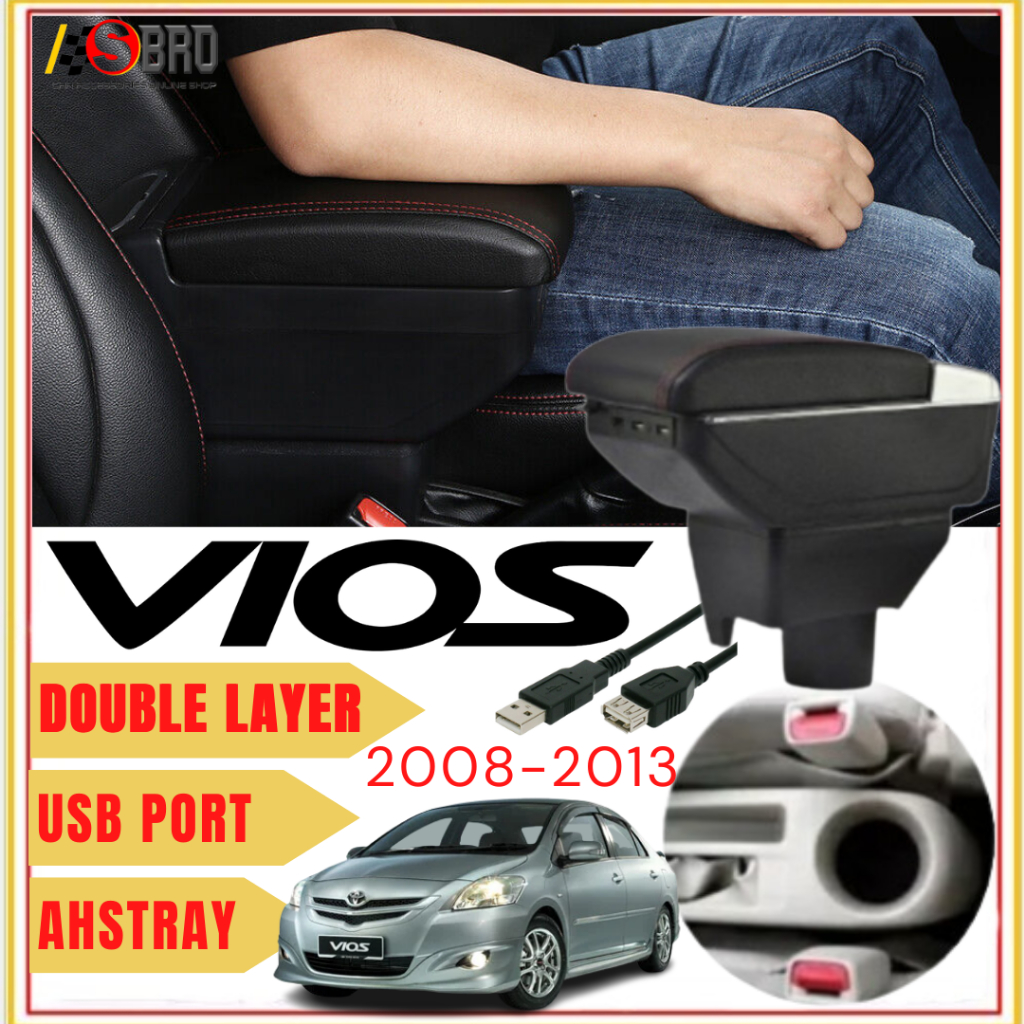Toyota Vios 2008-2013 Armrest Double Layer Adjustable With 7 USB ...
