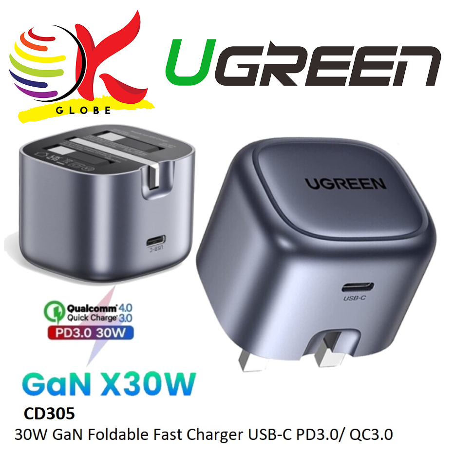 UGREEN USB-C GAN 30W PD WALL CHARGER FAST CHARGE TYPE C ADAPTER PD3.0 ...
