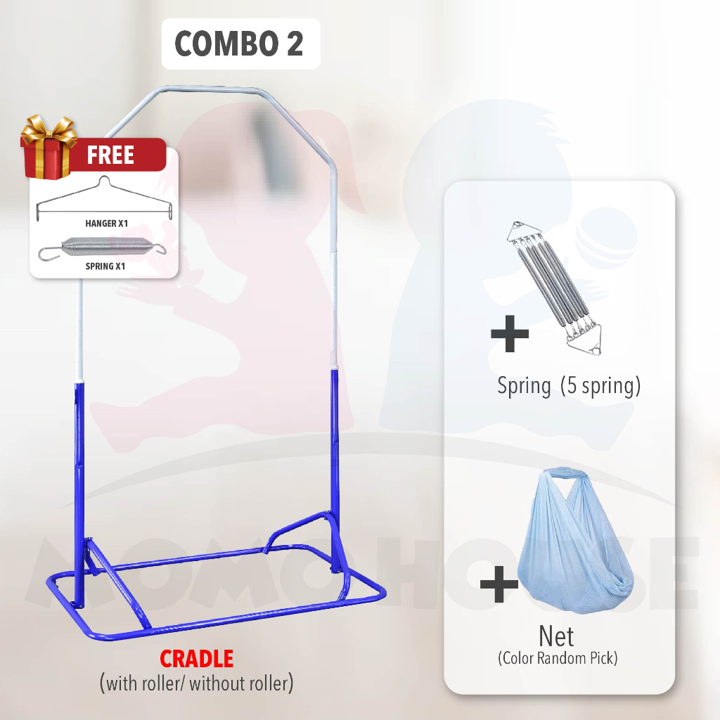 (NEW DESIGN) MOMO HOUSE Baby Spring Cot Stand/ Buaian Bayi/ Baby Cradle ...