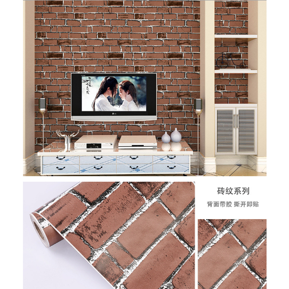 KYK Waterproof Sticker 3D Wallpaper Brick Wall paper Kertas Dinding ...