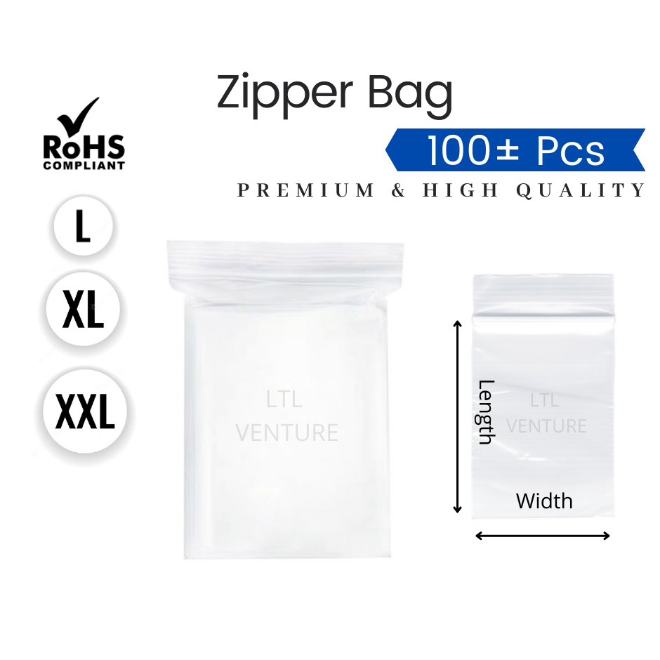 EXTRA BIG Zipper Bag LDPE Ziplock Travel Storage Plastic Transparent ...