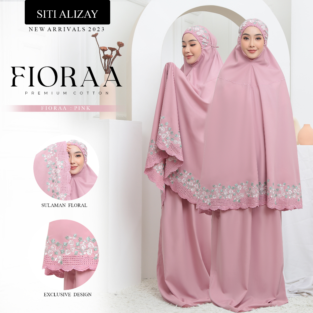 Mukena/Telekung Premium Cotton Sulam Fiora By Roseena Telekung ...