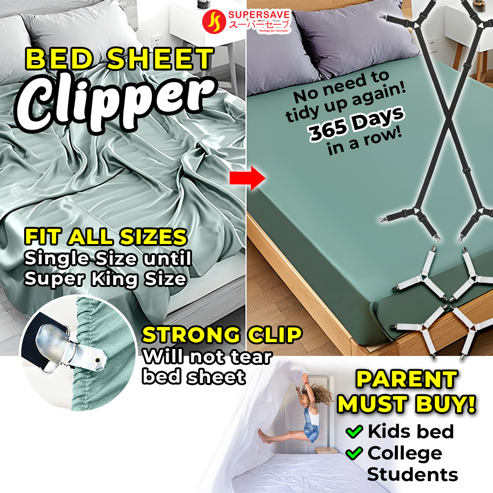 SUPERSAVE Elastic Bed sheet Clip Strap Bed Corner Clipper Holder Sheet ...