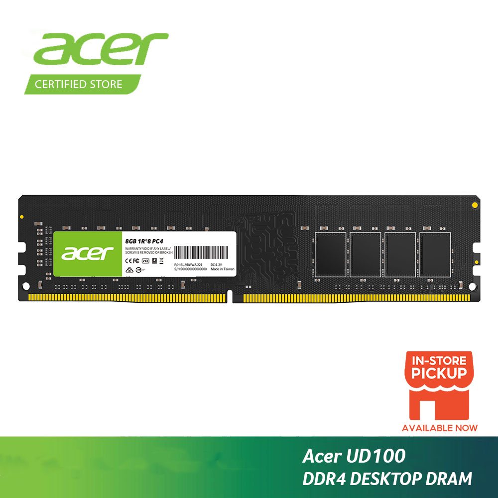 ACER UD100 DDR4 CL22 3200MHz Desktop PC RAM (4GB/ 8GB/ 16GB/ 32GB ...