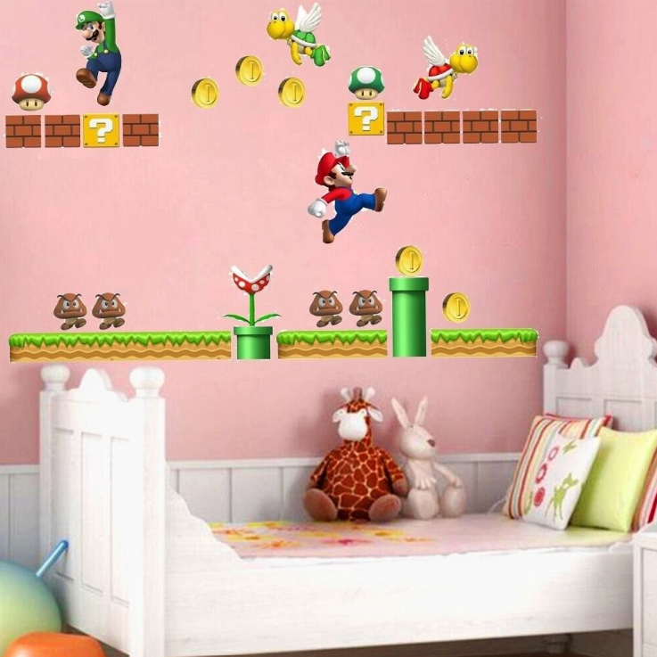 Large Wall Stickers 3D Removable Super Mario Brothers Wall Stickers ...
