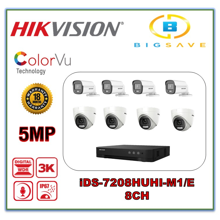HIKVISION 5MP SET 8CH / 8 CHANNEL iDS-7208HUHI-M1/E DVR &DS-2CE10KF0T-FS/DS-2CE72HFT-F CAMERA ...