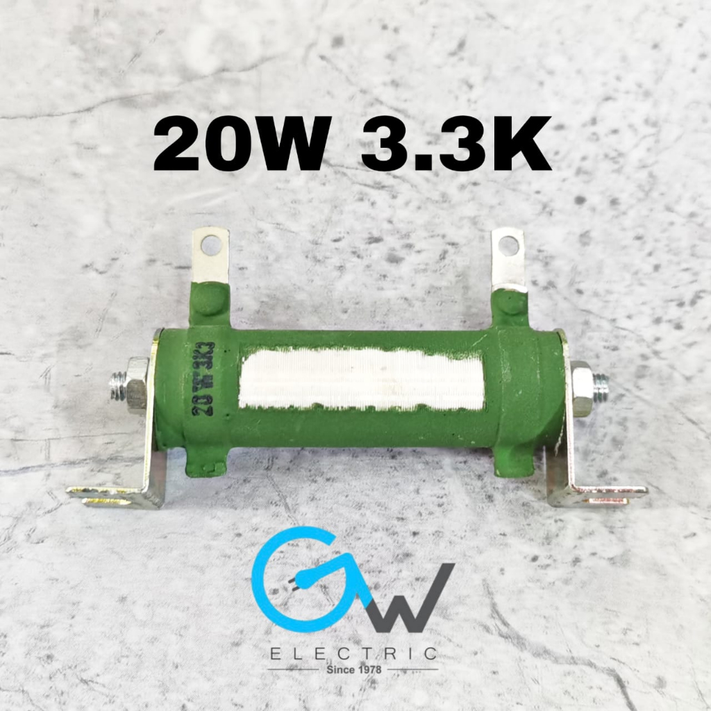 20W 3.3k Ohm Ceramic Tube Adjustable Rheostat Power Resistor Green ...