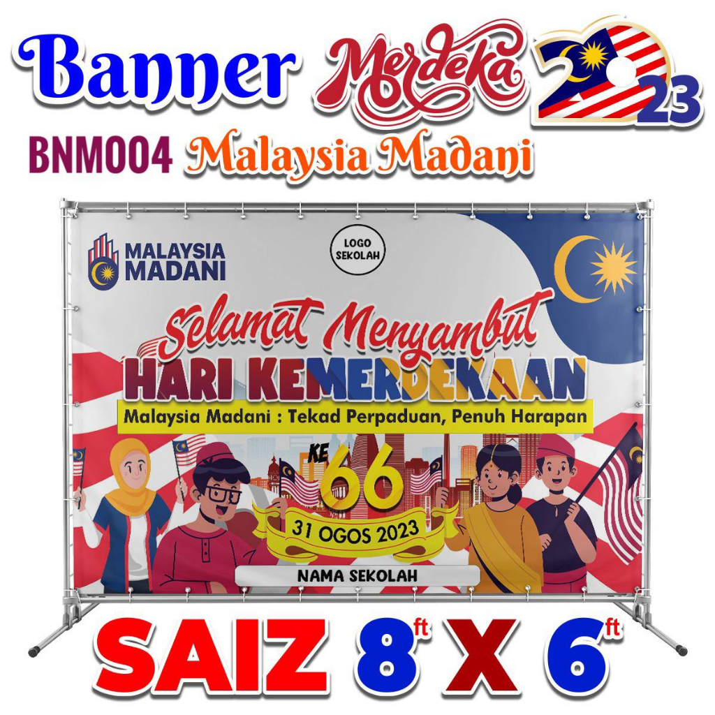 BANNER MERDEKA 8x6 KAKI BANNER KEMERDEKAAN MALAYSIA | Shopee Malaysia
