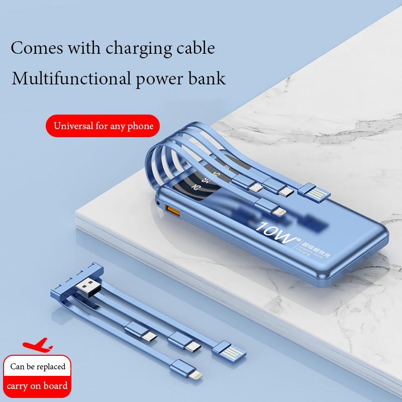 Power bank backup battery, capacity 20000mAh, four-wire power bank ...