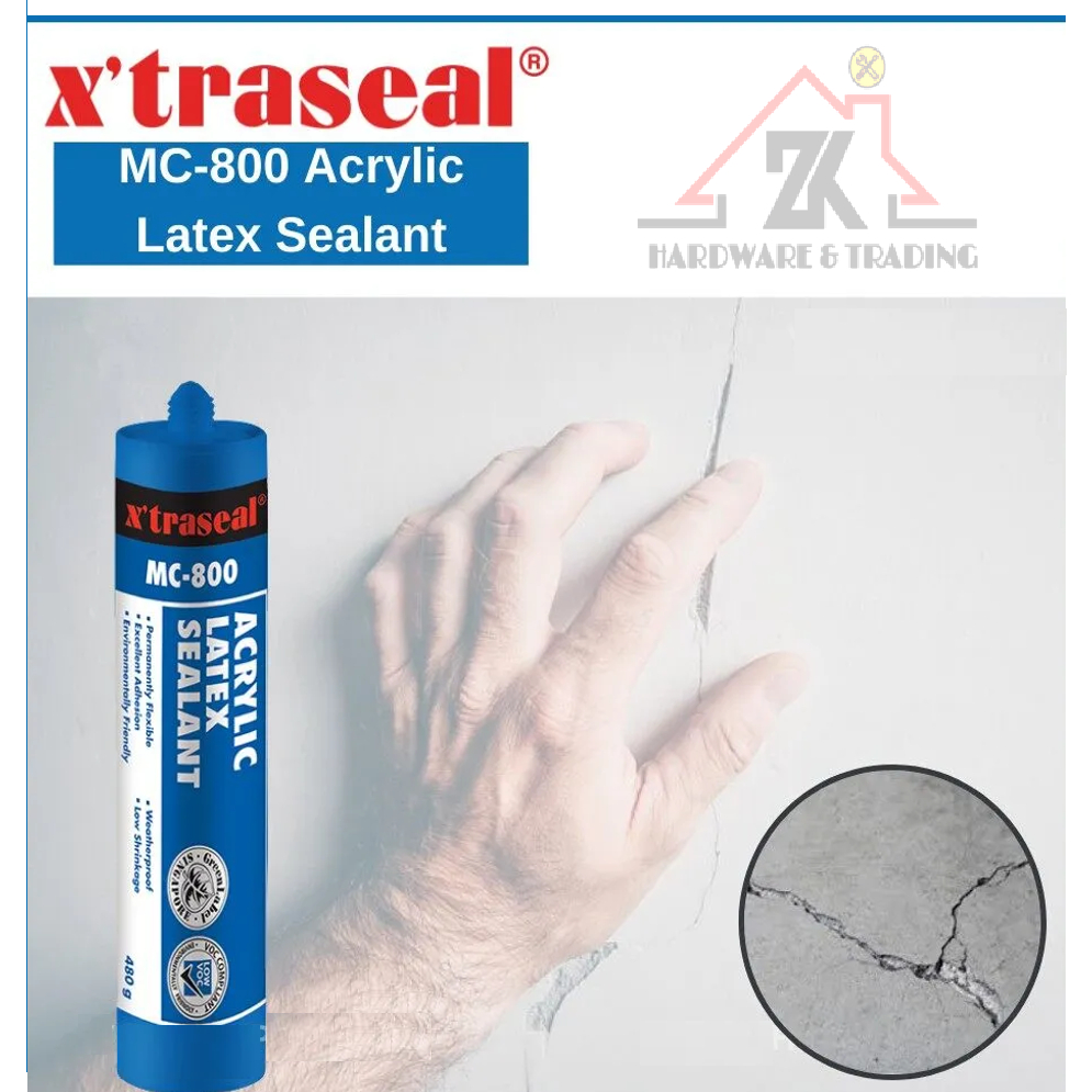 X'Traseal MC-800 Acrylic Latex Sealant 480ml White Colour Gap Filler Paintable Silicone Putih ...
