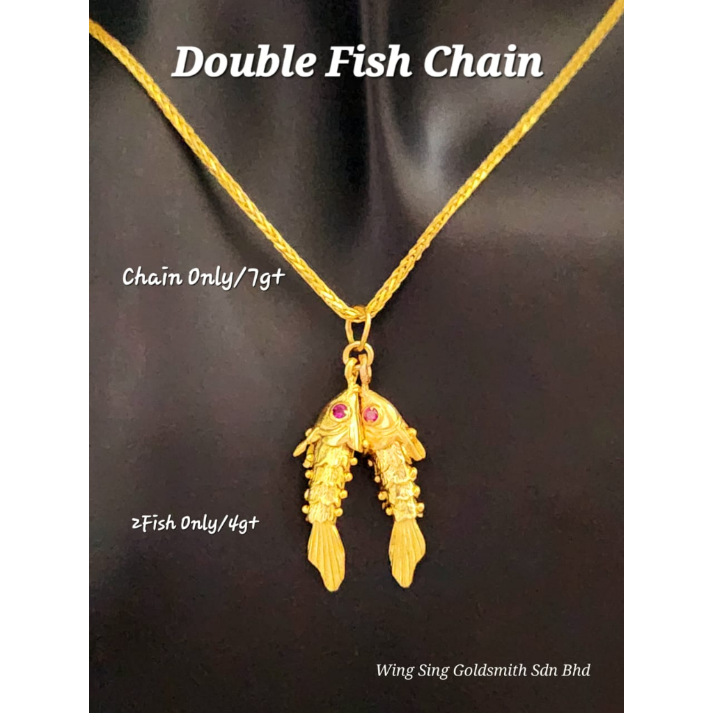 Wing Sing 916 Gold Double Prosperity Fish Chain / Rantai Leher Ikan 916 ...