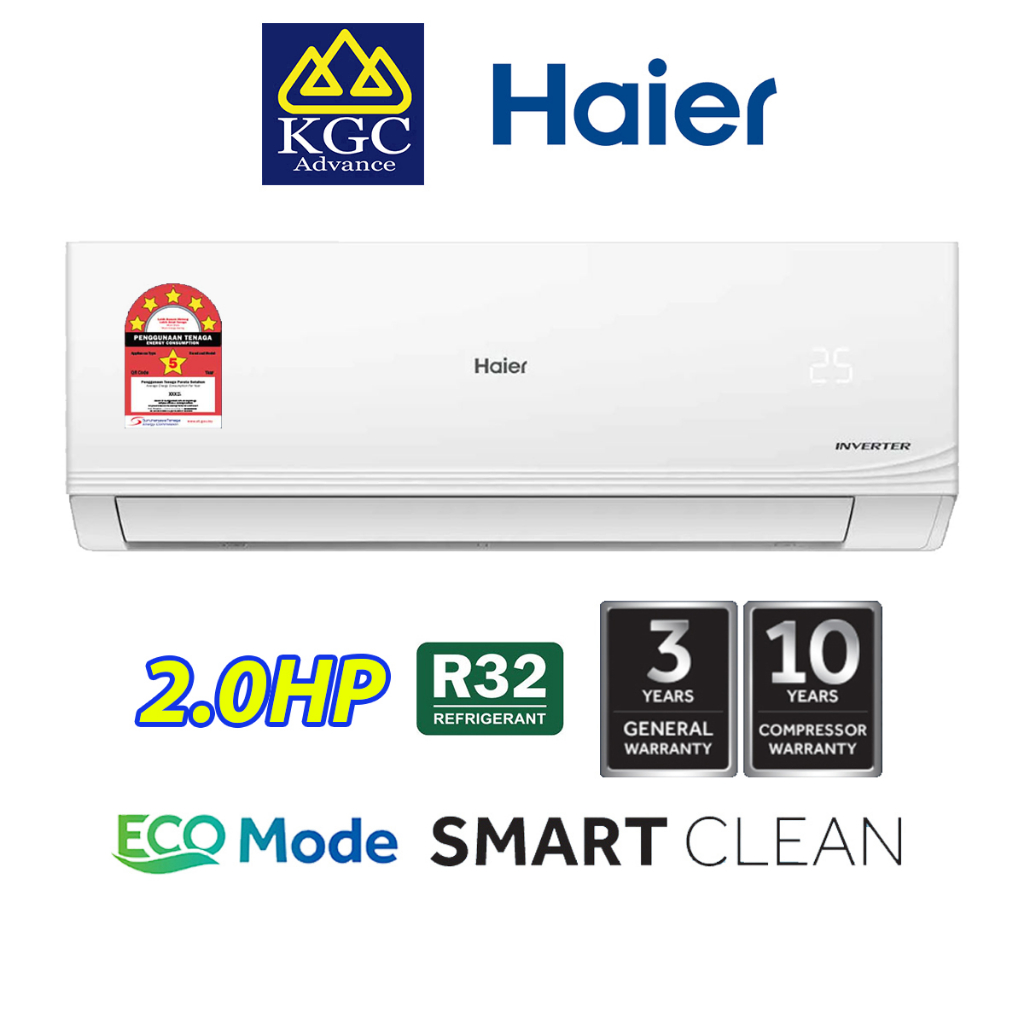 Haier 2.0HP R32 Inverter Aircond Air Conditioner HSU-19VQB23 - Smart Clean , I Feel , Eco Mode ...