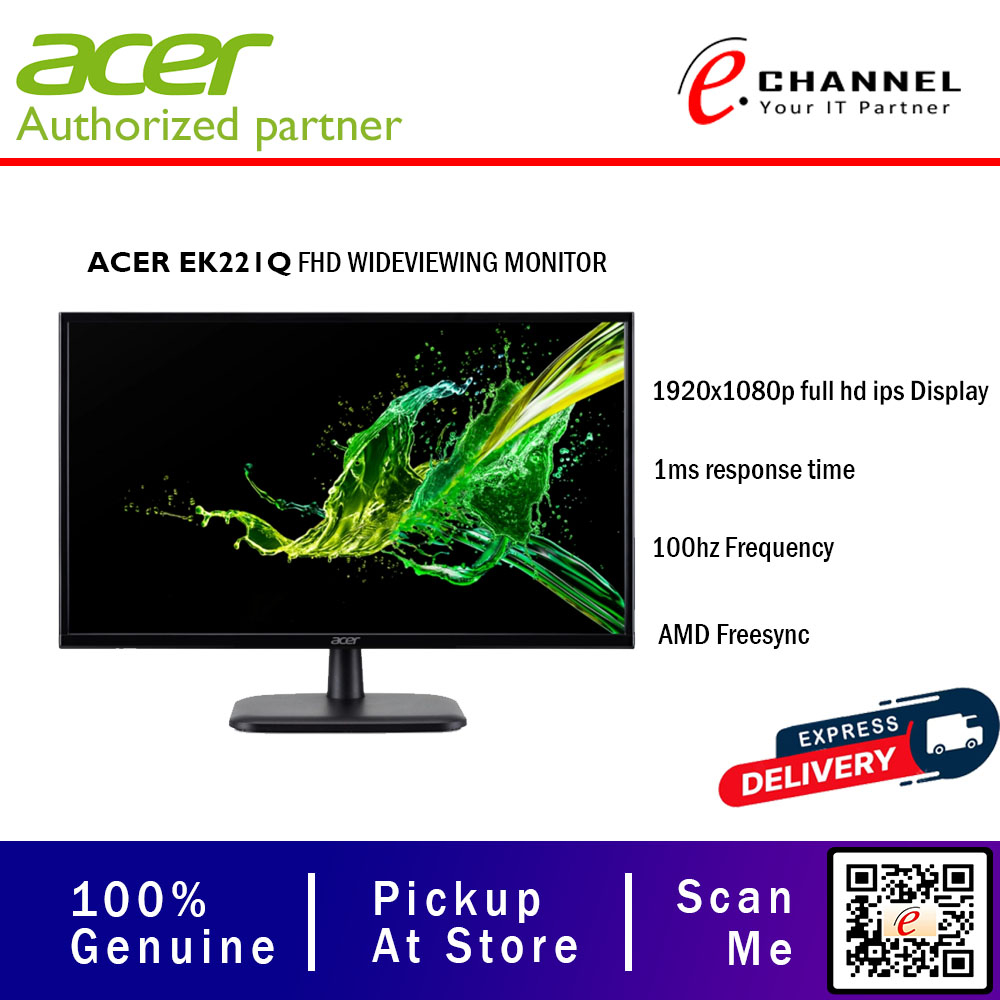 Acer EK221Q 21.5" FHD 100Hz AMD FreeSync Monitor ( HDMI, VGA, 3 Yrs ...