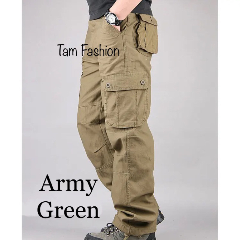 Size 28-40👖Men's cargo work 6 pockets slack pants 👉Use a belt 👉100% ...