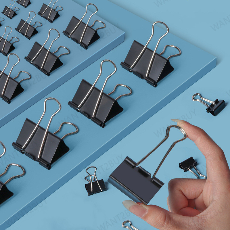 1pcs 19mm 25mm 32mm 41mm 51mm Black Metal Paper Double Clip Bulldog ...