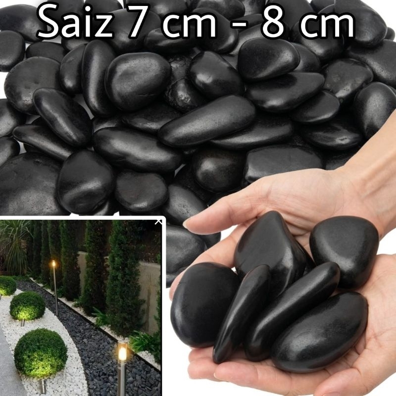 1kg Batu hitam kilat / Garden black pebble stone (polished) for garden ...