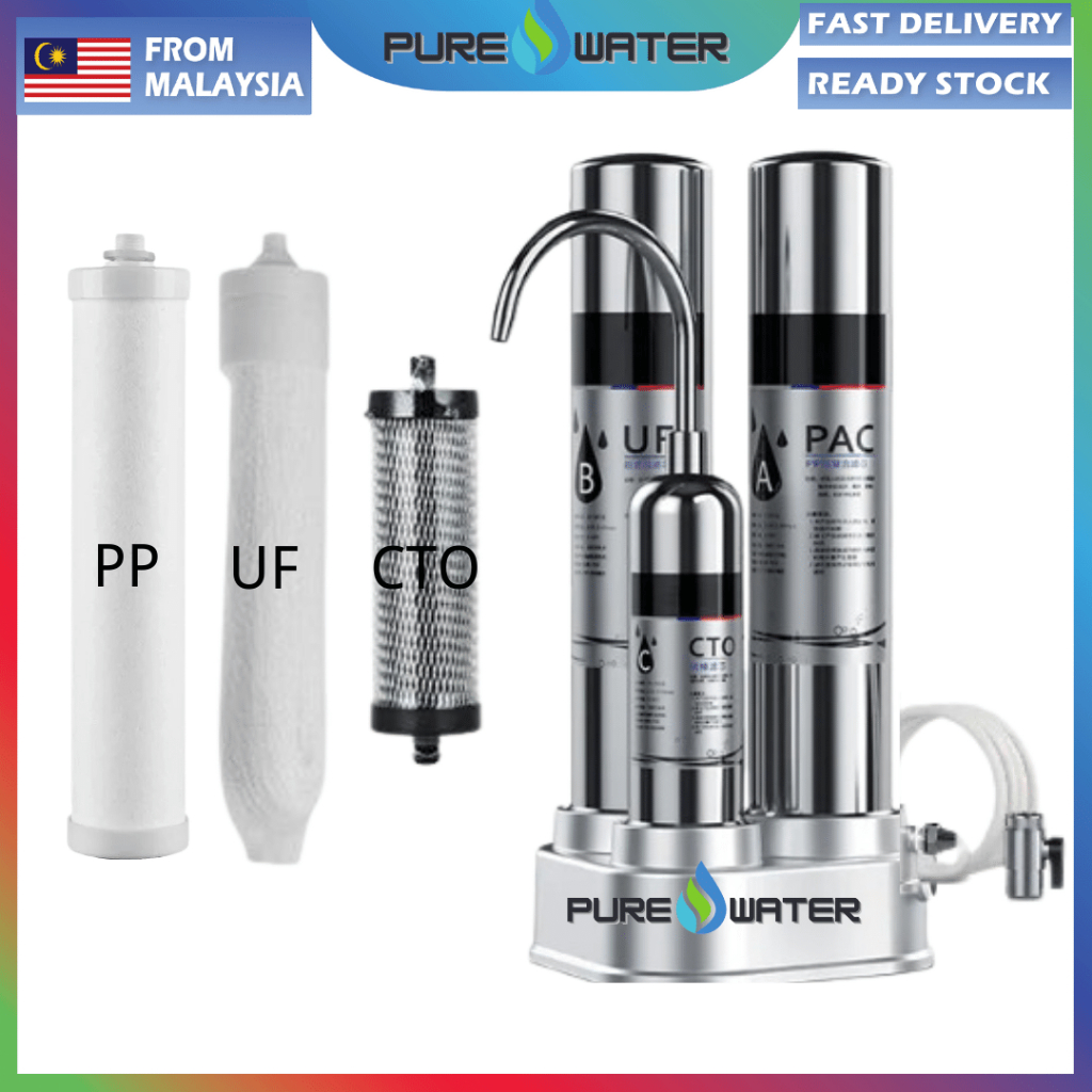 3 Stage Water Filter Purifier Stainless Steel Ultrafiltration Chlorine ...