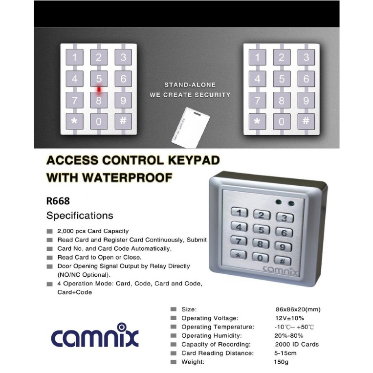 Camnix R668 Access Control Keypad with Waterproof | Shopee Malaysia