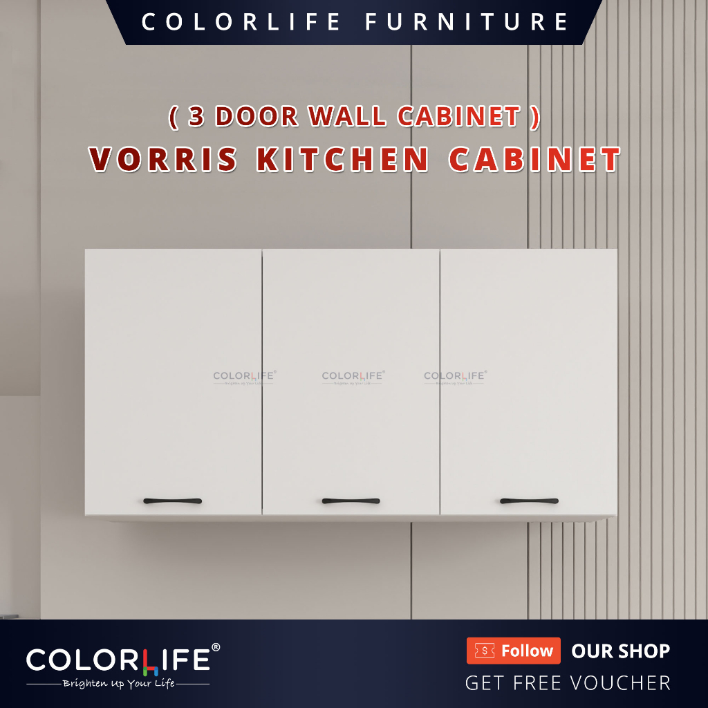 Color Life Vorris 3 Door Wall Kitchen Cabinet / Multi Function Wall ...