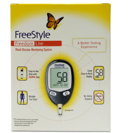 ABBOTT FREESTYLE FREEDOM LITE BLOOD GLUCOSE METER SYSTEM KIT + STRIP ...