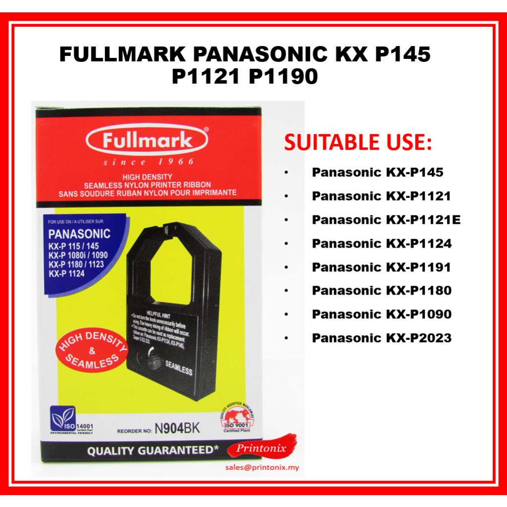 Fullmark KX P145 P1121 1121E 1191 Ribbon (N904BK) for Panasonic KXP 145 ...
