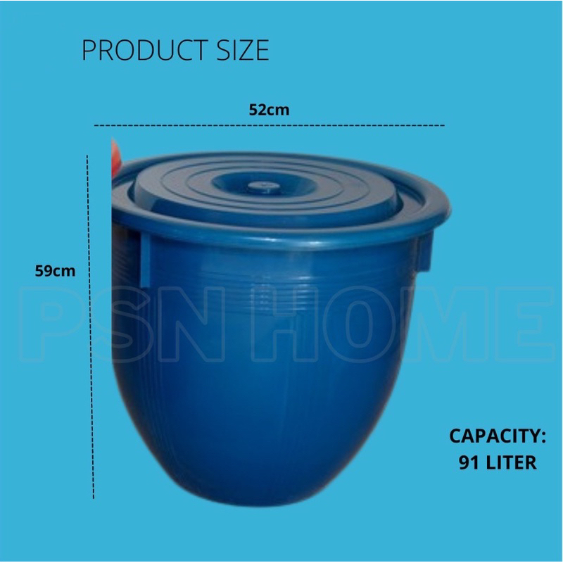 Kolah Air Mandi Tempayan 24-37 Gallon Kolam Air Tebal Water Tub / Tong ...