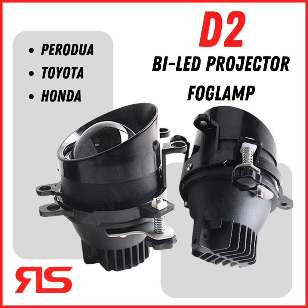 RS (D2) Universal Bi-LED Foglamp Foglight Spotlight 6000K Adjustable ...