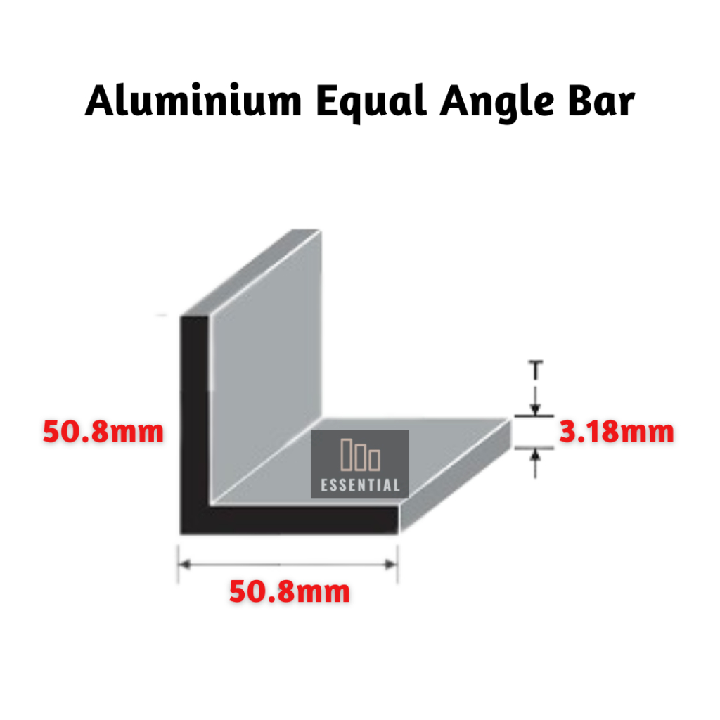 1" 1.5" 2" inci Equal Angle Aluminium Bar 25.4mm 38.1mm 50.8mm | Shopee ...