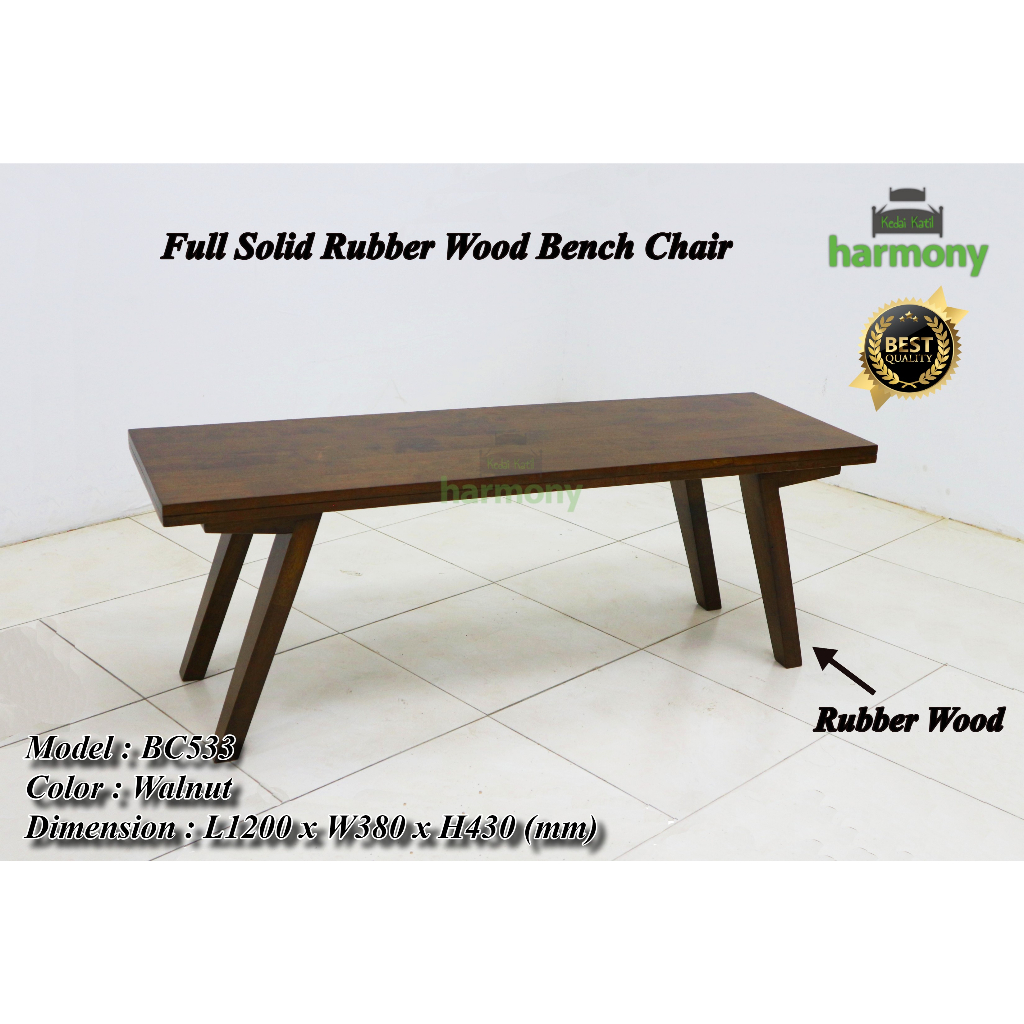Harmony Rubber Wood Bench Chair / Kerusi Kayu Getah / Outdoor Bench ...