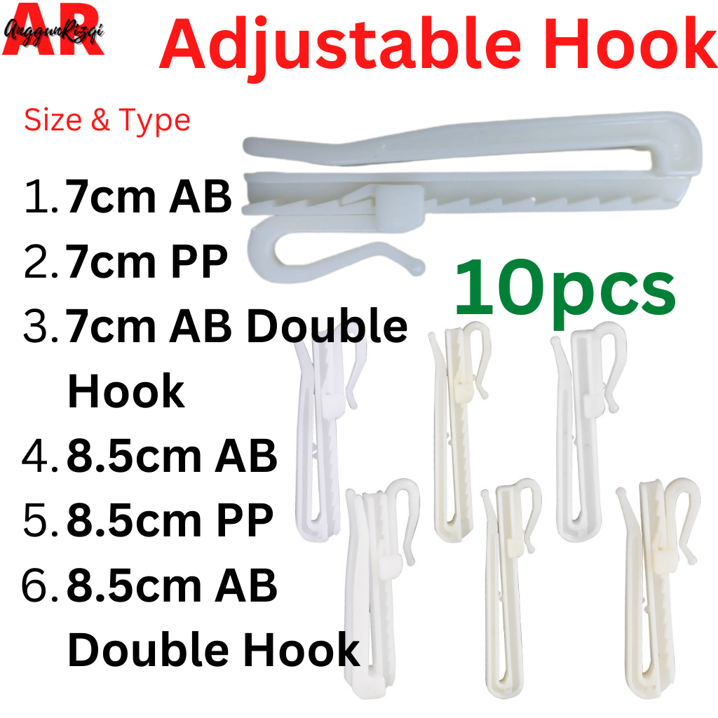 Adjustable Curtain Hook - Hook Langsir Boleh Laras - 10pcs | Shopee ...