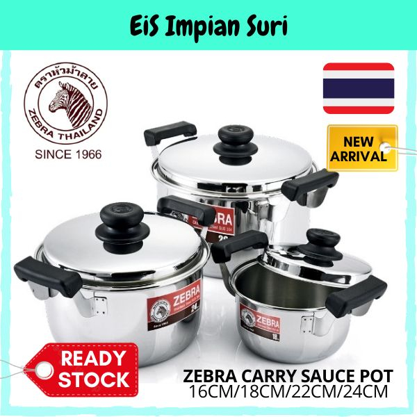 (ready Stock!!) Zebra Carry Sauce Pot Stainless Steel 16cm/18cm/22cm ...
